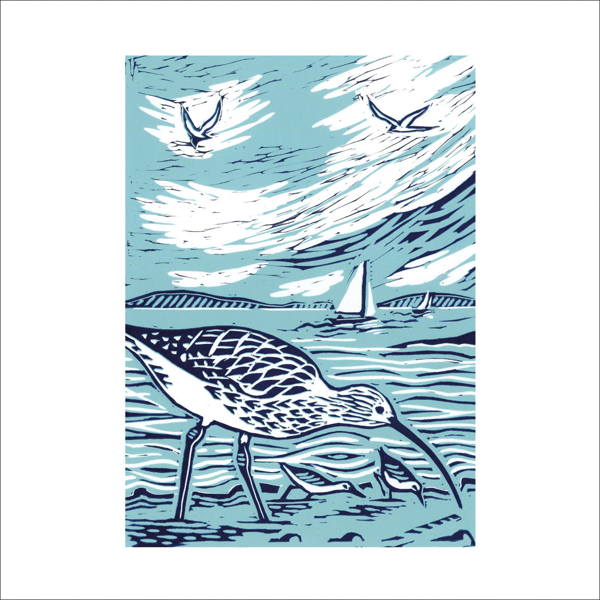 "Curlew Scene" card by Joanna Martin – Atishoo Gallery