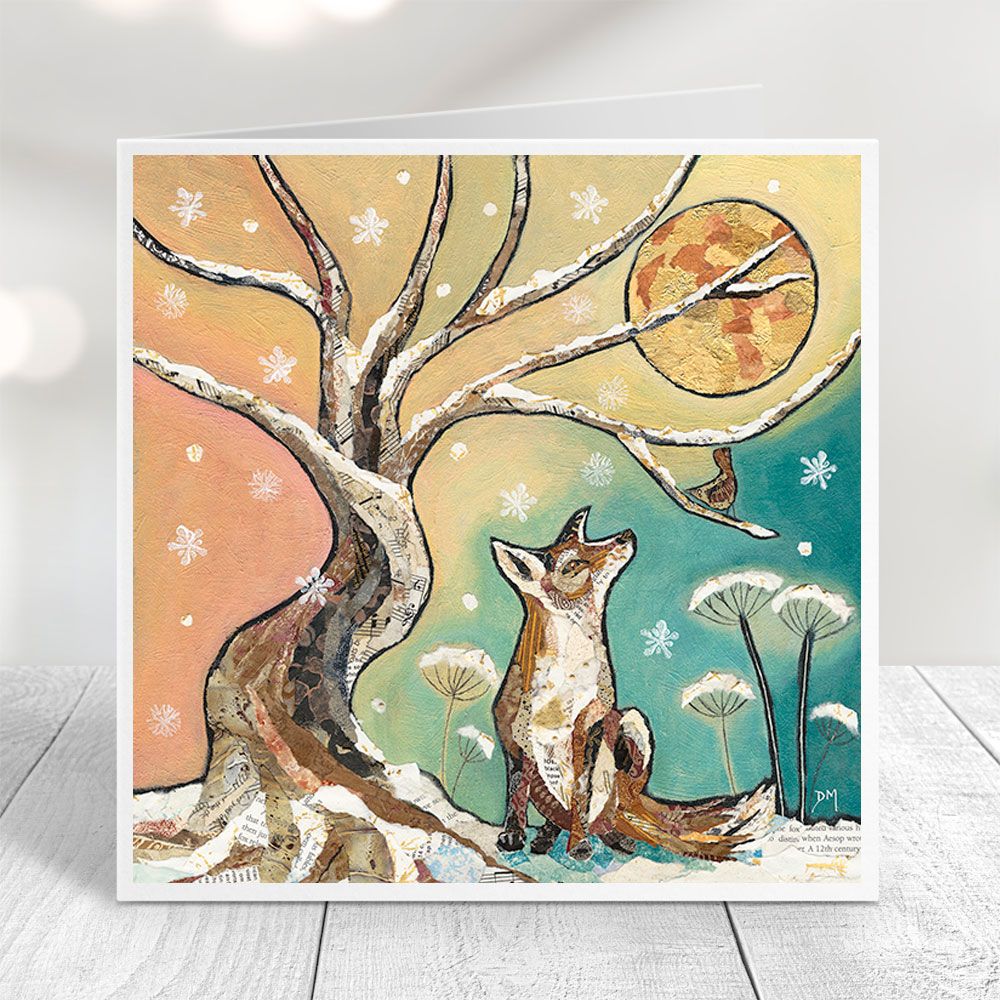 "Moonlit Meeting" Fox card by Dawn Maciocia – Atishoo Gallery