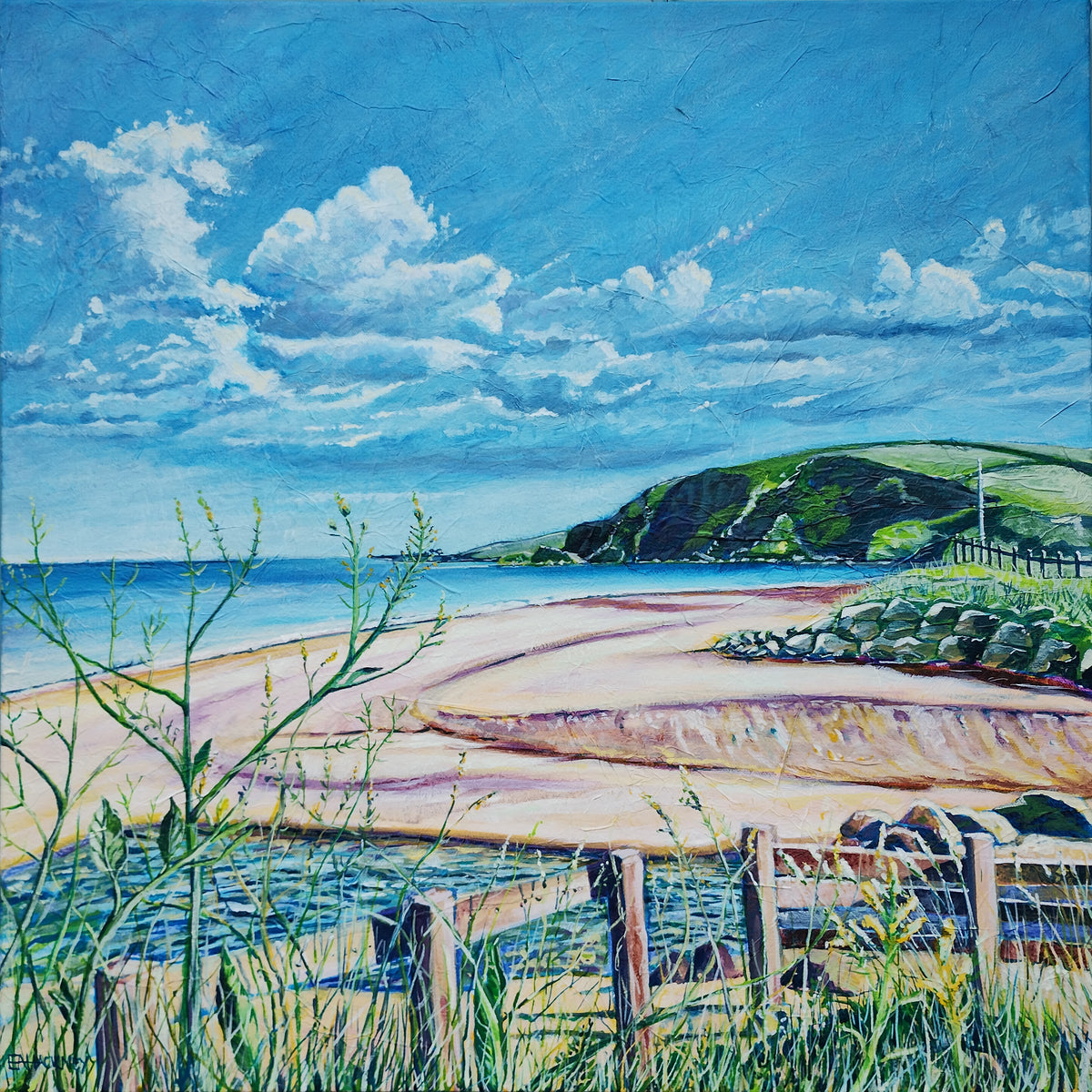 "Pentewan Beach" original paintings by Liz Hackney. – Atishoo Gallery