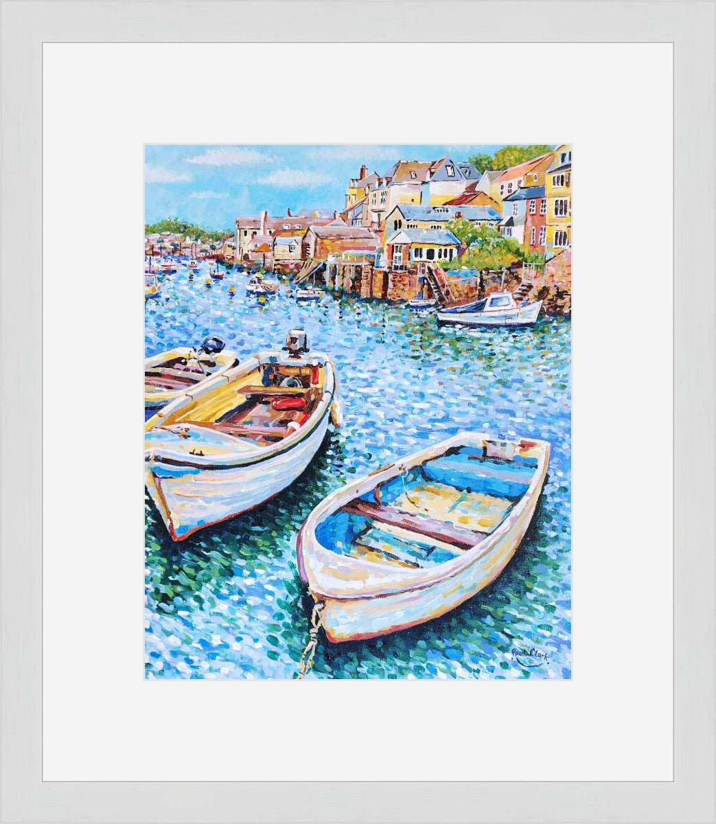 Fowey Harbour Moorings, print by Paul Clark – Atishoo Gallery