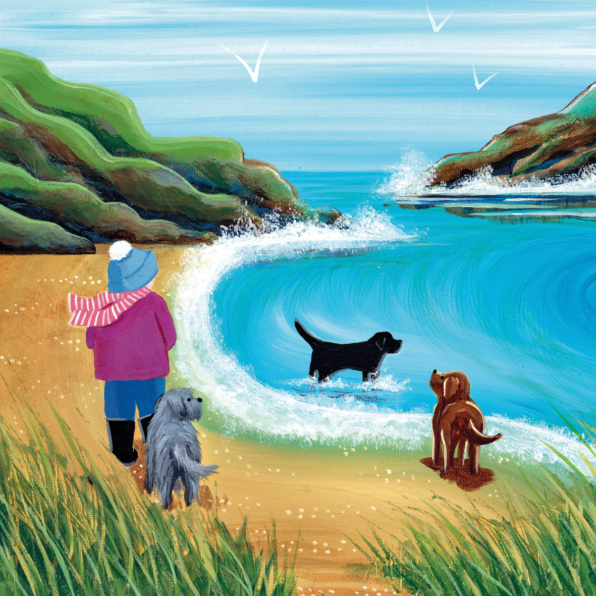 "Windy Walkies" card by Nikky Corker – Atishoo Gallery